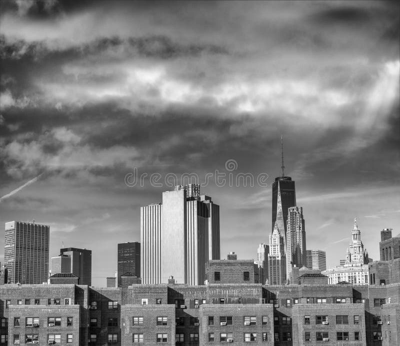 Old and Modern Buildings of Big City at Sunset Stock Photo - Image of ...