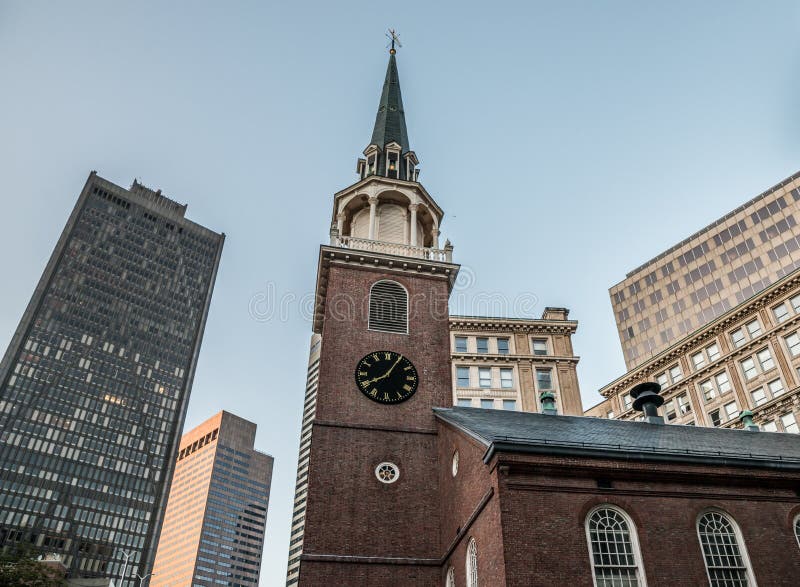 Old and Modern Buildings within a City Stock Image - Image of clock ...