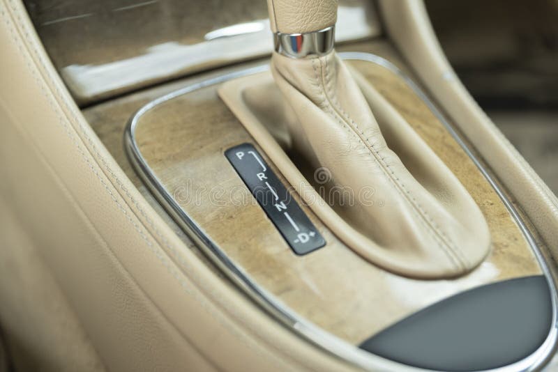 Old but Modern Car Automatic Gear Stick Stock Image - Image of leather ...
