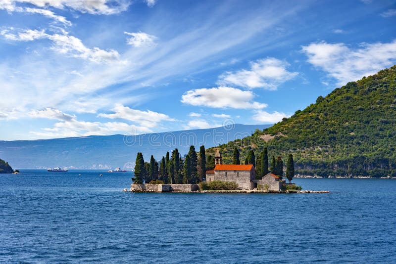 Old monastery on water stock image. Image of kotor, blue - 65248795
