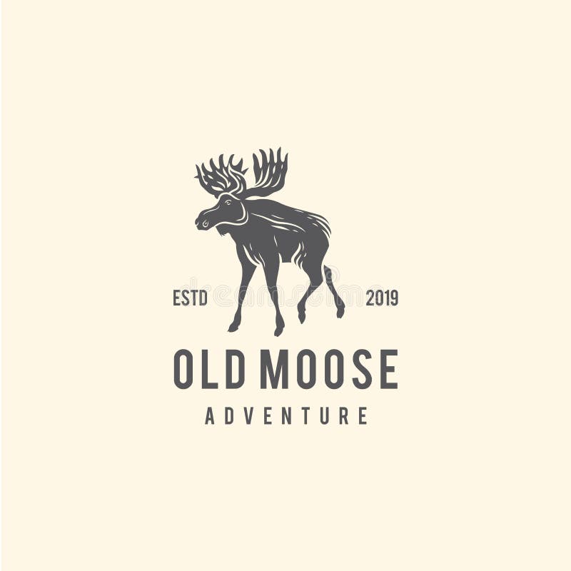 Old Moose Logo Design Template Inspiration Stock Vector - Illustration ...