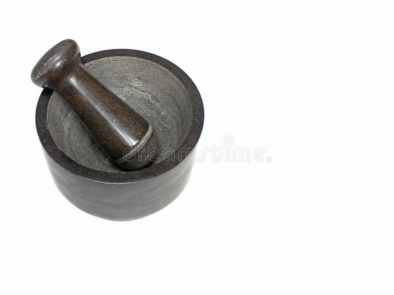 Old Mortar and Pestle Top View Isolated on White Background . Isolate ...