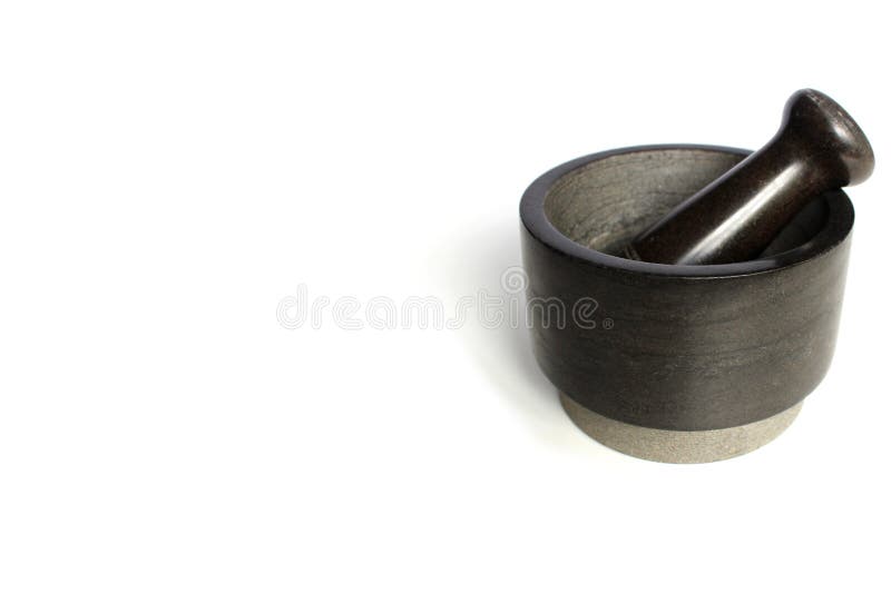 Old Mortar and Pestle Top View Isolated on White Background . Isolate ...
