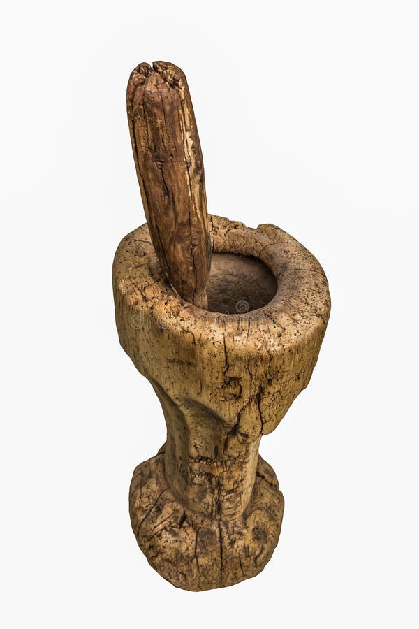 Old Mortar with a Pounder Isolated Stock Photo - Image of history ...