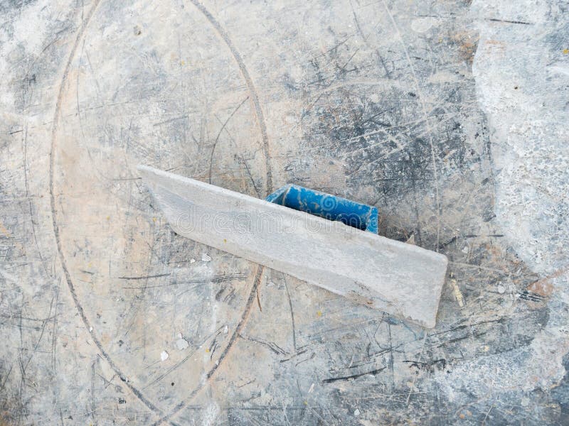 The Old Mortar Trowel in the Large Bucket Stock Image - Image of ...