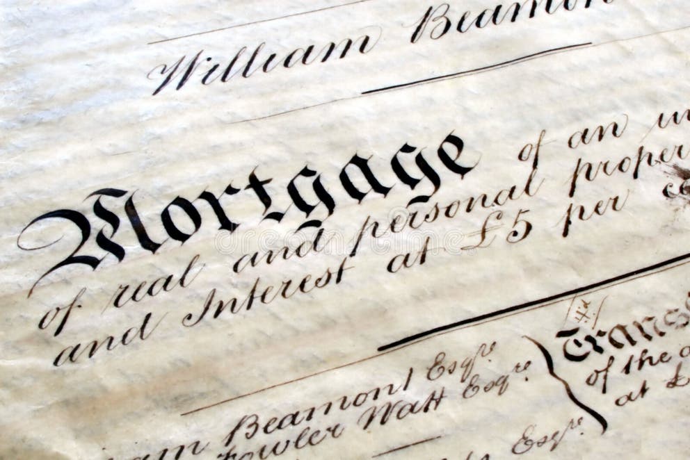 Old Mortgage Deed stock photo. Image of early, printing - 7611736