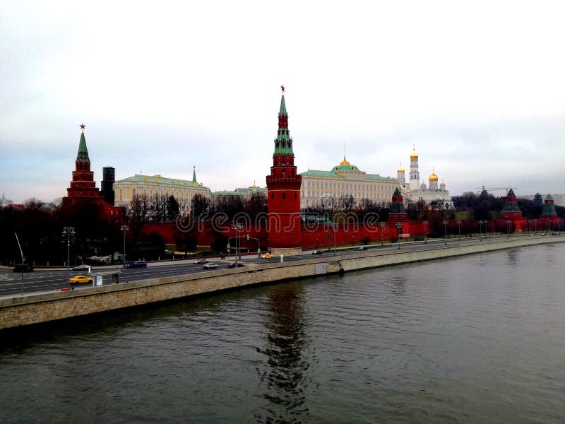 Old Moscow Kremlin, View from the Bridge Stock Photo - Image of ...