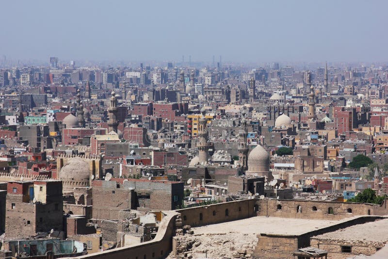 Skyline of Islamic Egypt Cairo Stock Image - Image of crowded, minarets ...
