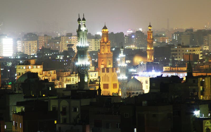 Egypt Cairo Citadel Night View Stock Image - Image of arab, praying ...