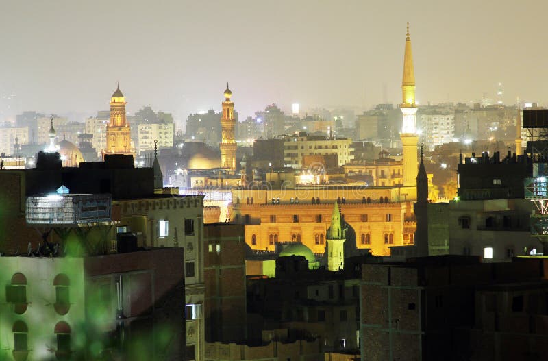 Egypt Cairo Citadel Night View Stock Image - Image of arab, praying ...