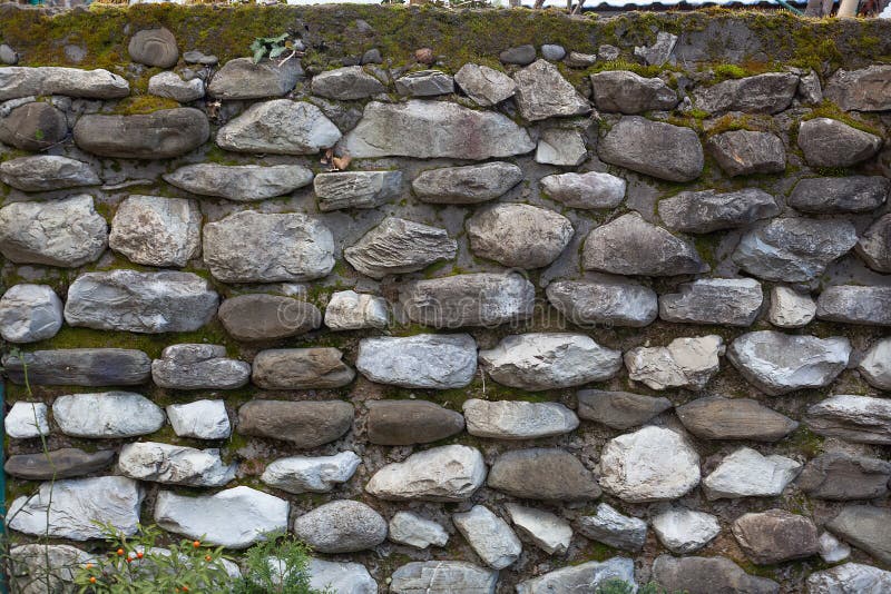 Old mossy stone wall stock image. Image of laying, masonry - 147286045