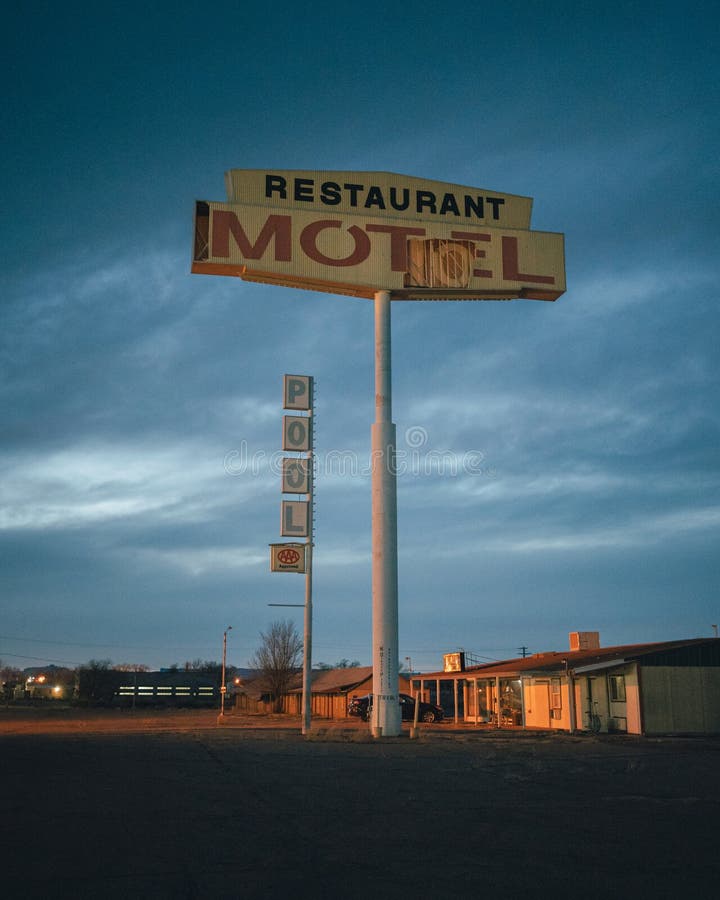 Old Motel Signs at Night, Green River, Utah Editorial Stock Image ...