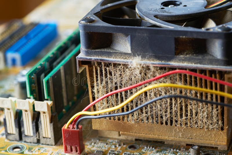 Old Motherboard Covered in Dust and Dirt. Close-up Stock Image - Image ...