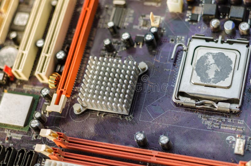 Old Motherboard for the Whole Frame Stock Photo - Image of dark ...