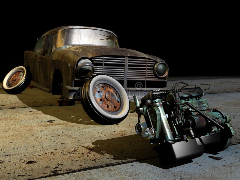 Old motor and car stock illustration. Illustration of internal - 10453125