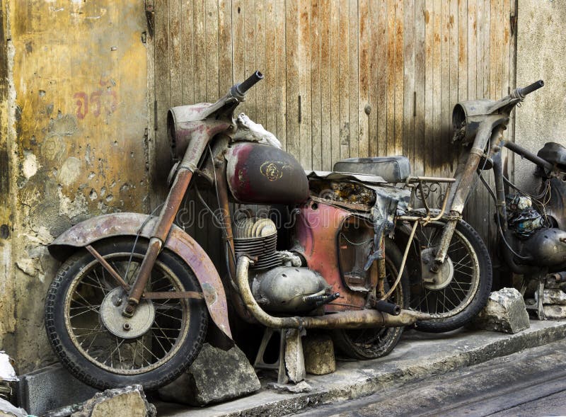 Old motorbike stock photo. Image of date, antique, dirty - 44098416
