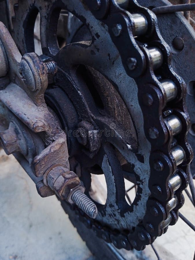 Old Motorcycle Rear Gear and Chain Stock Image - Image of motorcycle ...