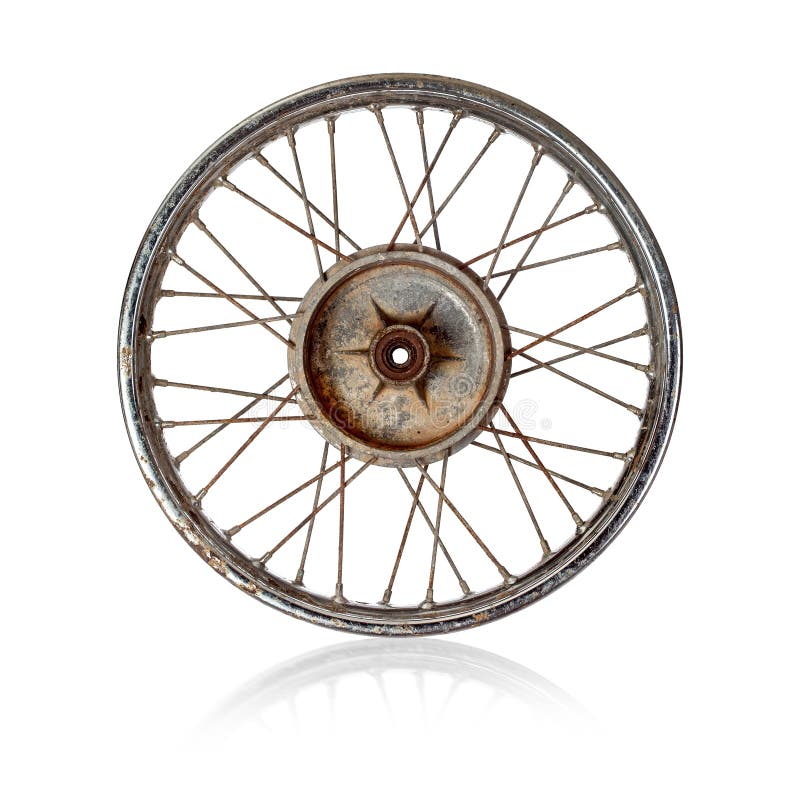 Old Motorcycle Rim Over White Stock Photo - Image of vintage, retro ...