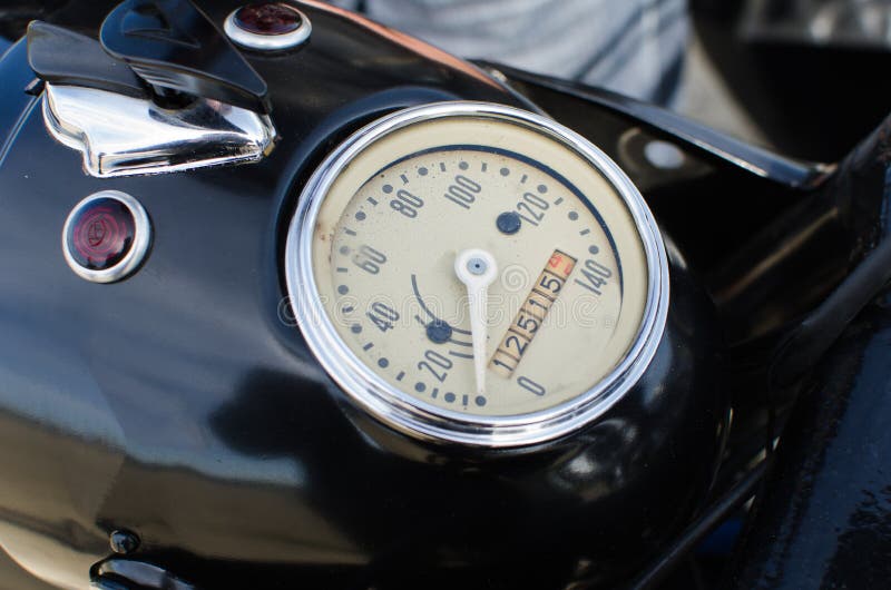 Old motorcycle speedometer stock image. Image of reflection - 24908275