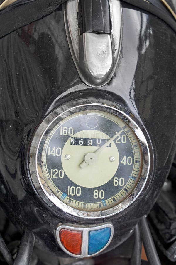 Old motorcycle speedometer stock photo. Image of instrument - 55800518