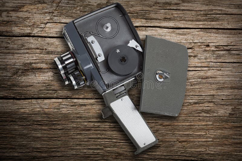 Old Movie Camera Super Eight on a Wooded Bench Stock Image - Image of ...