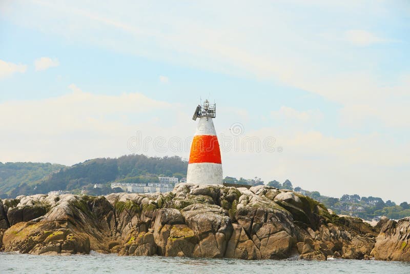 Old Muglins Lighthouse on the Isolated Island the Backdrop of the Blue ...