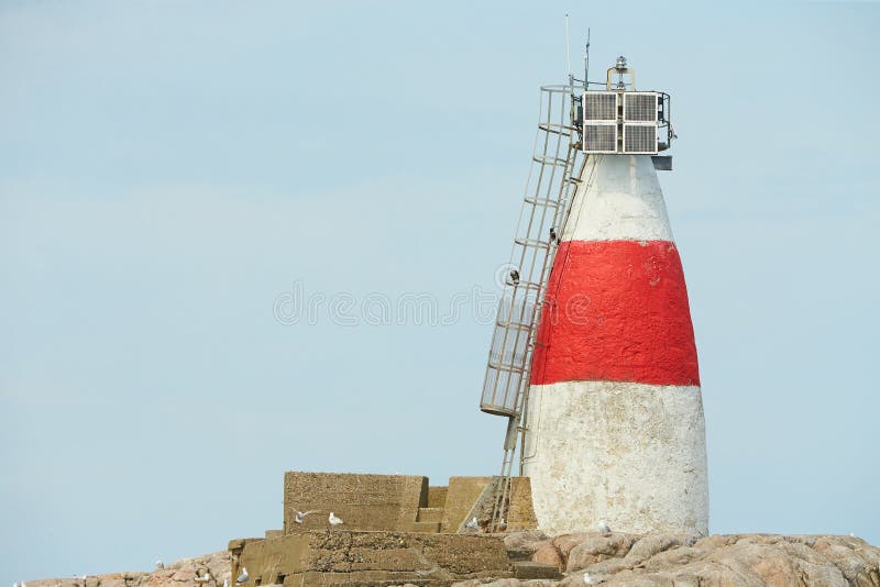 Old Muglins Lighthouse on the Isolated Island the Backdrop of the Blue ...