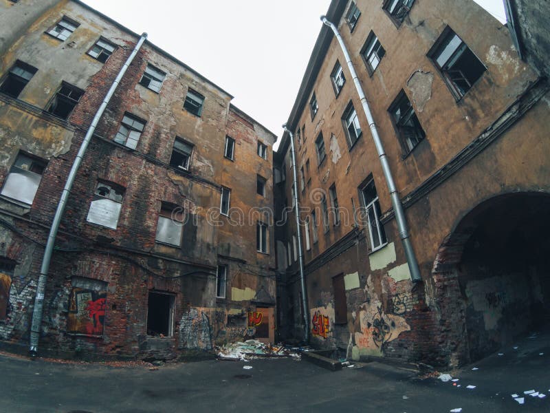 Old Multi-storey Abandoned House Stock Photo - Image of absence, dark ...