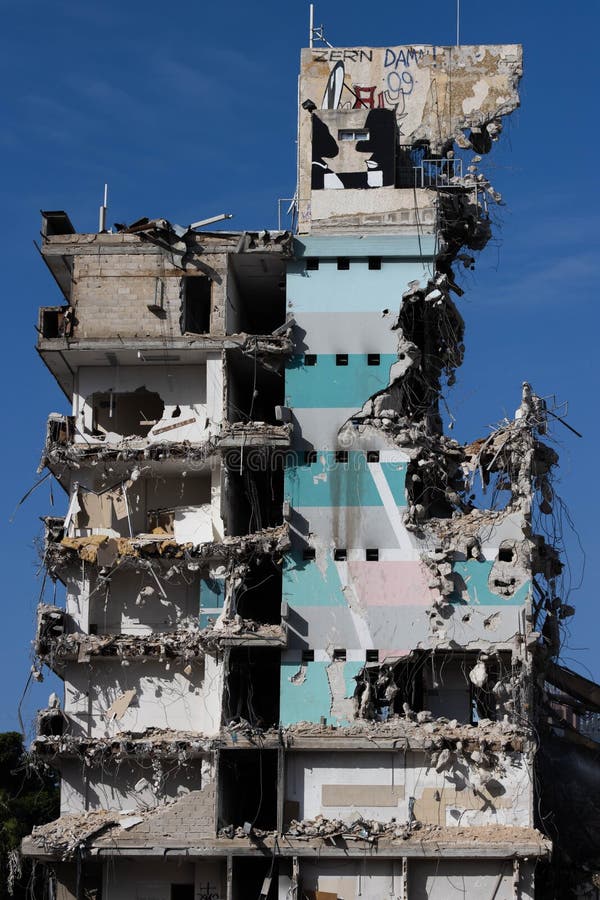 An Old Multi-storey Building is Being Demolished Stock Image - Image of ...