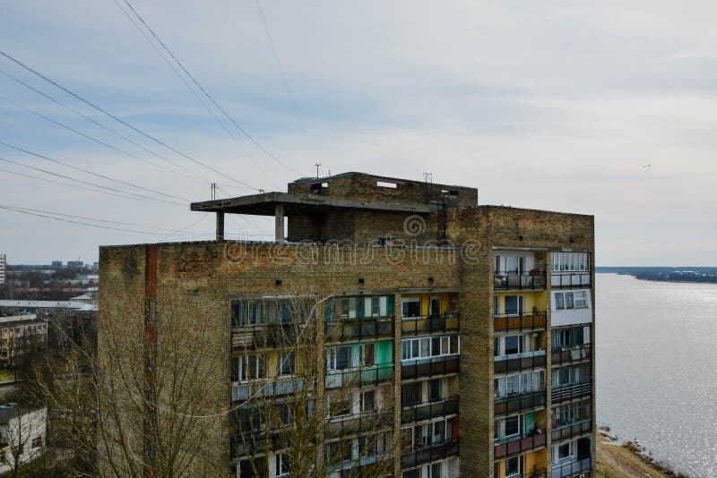Old Multi-storey Building. Urban Architecture in Riga. Daugava River ...