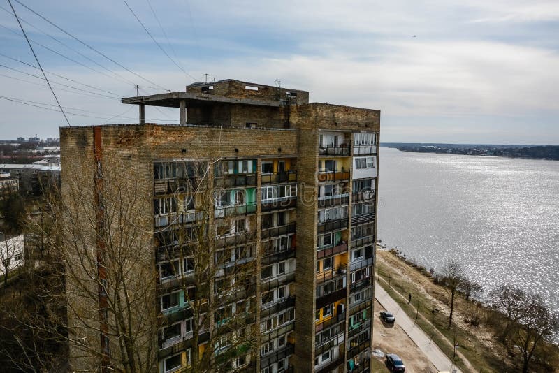 Old Multi-storey Building. Urban Architecture in Riga. Daugava River ...