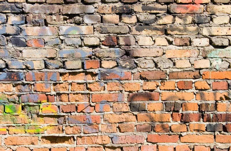 A Mixed Stone and Bricks Wall. Stock Image - Image of green, bricks ...