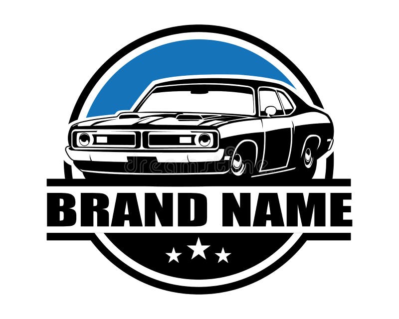 Old Muscle Car Logo Isolated on White Background Side View. Vector ...
