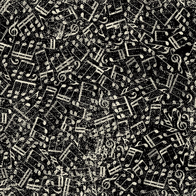 Seamless Music Background with Musical Notes and Grunge Texture. Stock ...