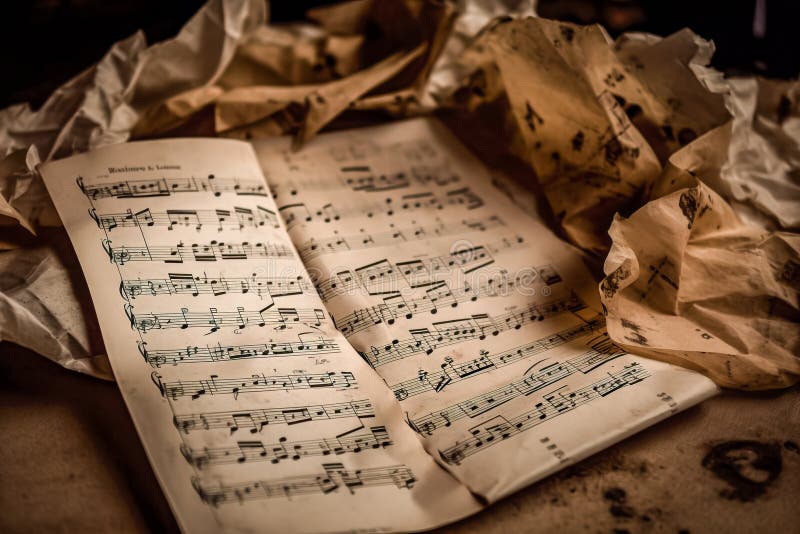 Old Music Notes on the Piano. Vintage Style Stock Illustration ...