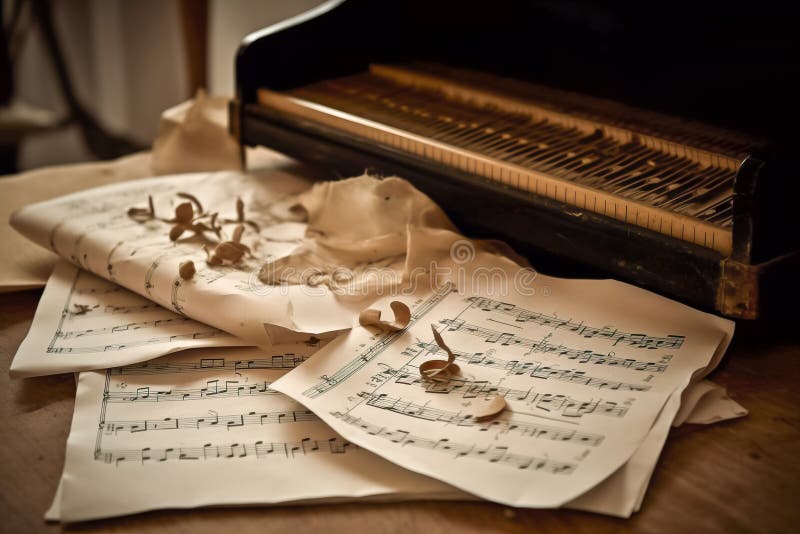 Old Music Notes on the Piano. Vintage Style Stock Illustration ...