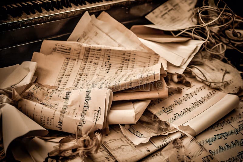 Old Music Notes on the Piano. Vintage Style Stock Illustration ...