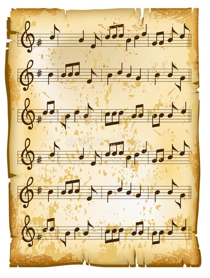 Antique Stained Music Score Stock Illustration - Illustration of song ...