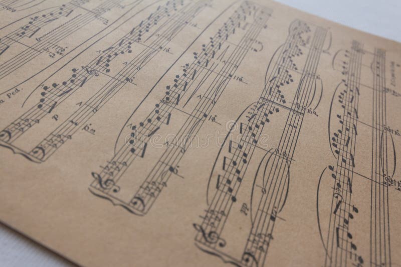 Old Music Sheet - Music Notes on Yellow Paper Stock Image - Image of ...