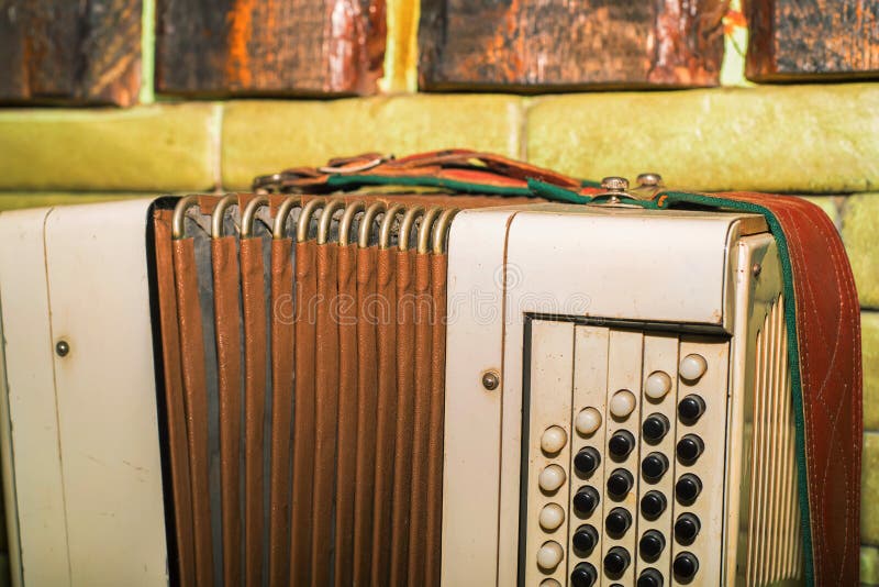 Old Musical Instrument Russian Bayan Stock Image - Image of button ...