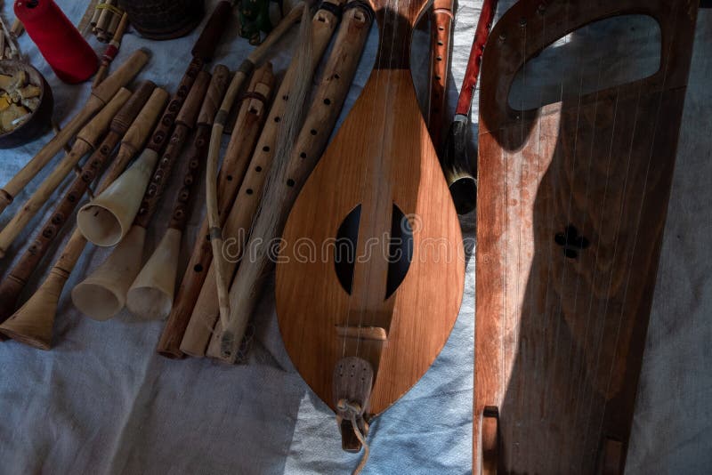 Old Musical Instruments. Musical Instruments Made of Wood Stock Photo ...