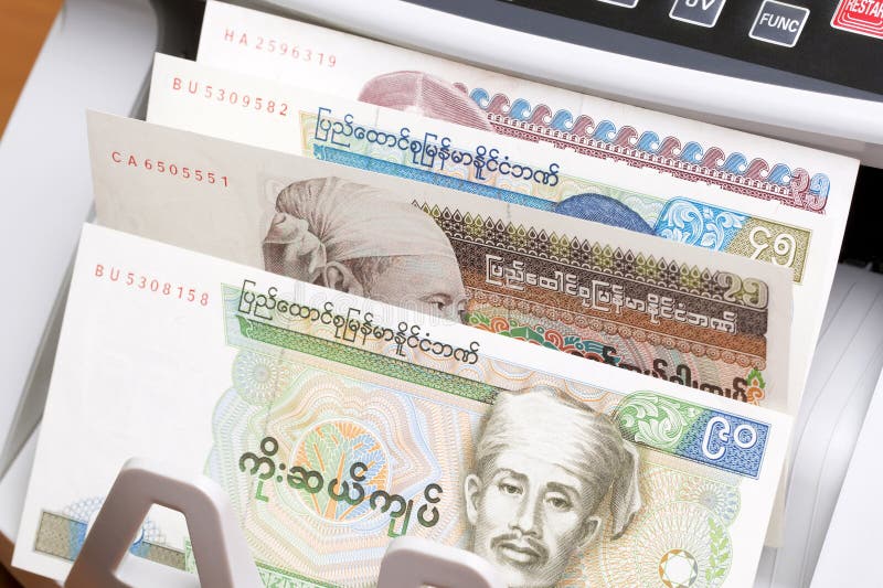 Old Myanmar Kyat in the Counting Machine Stock Image - Image of machine ...