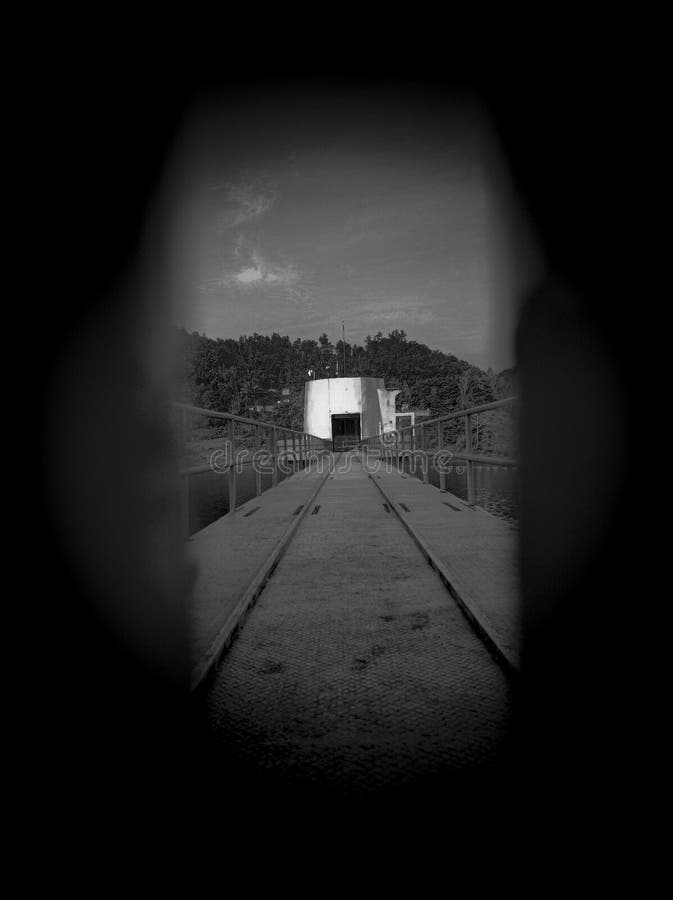 Old Mysterious Building in a Dark Box Stock Photo - Image of line ...