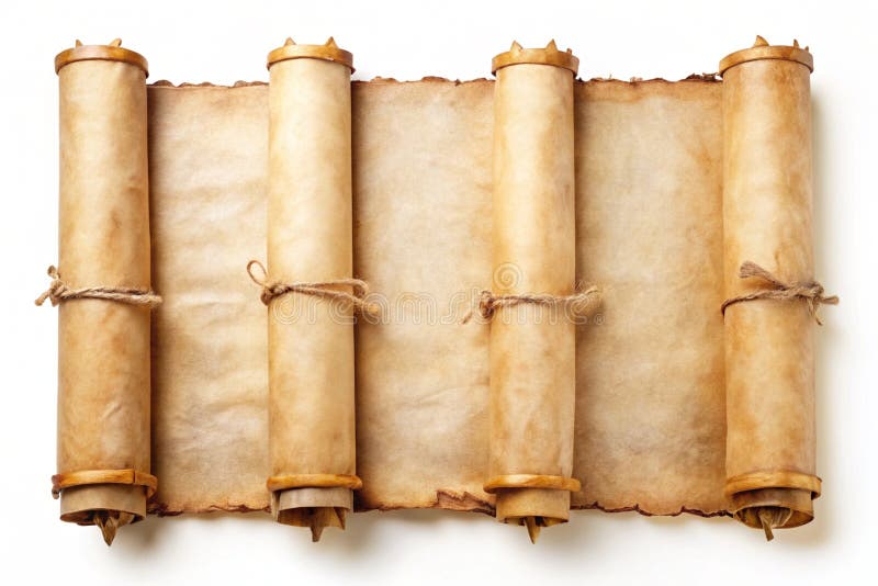 Old Narrow Parchment Scrolls Set Isolated on White Stock Illustration ...