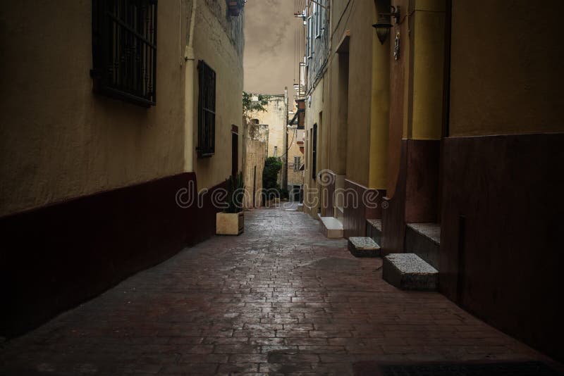 An Old Narrow Road in Msida, Malta Stock Photo - Image of doors, stone ...