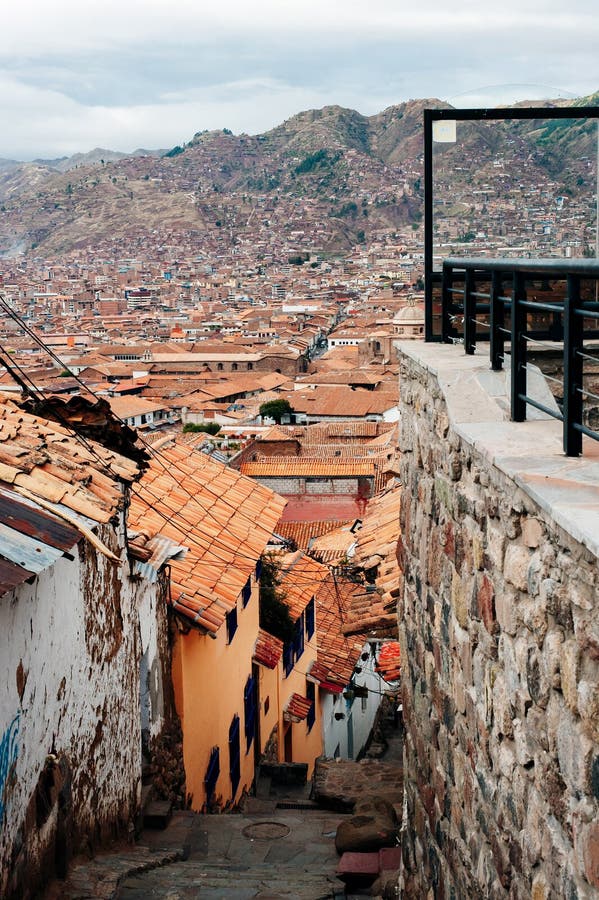 Old Narrow Street in the Center of Cusco Peru Stock Photo - Image of ...