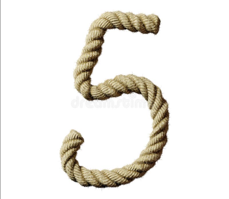 Old Natural Fiber Rope Bent in the Form of Number 5 Stock Illustration ...