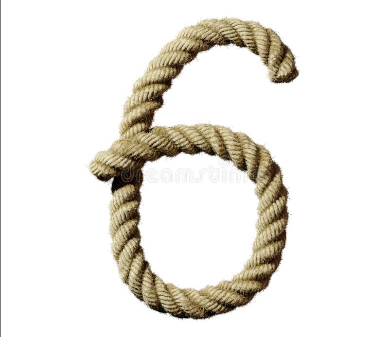 Old Natural Fiber Rope Bent in the Form of Number 6 Stock Illustration ...