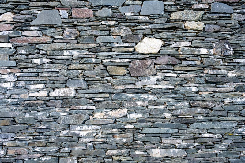 Old Natural Slate Stone Wall in Perfect Condition Stock Photo - Image ...