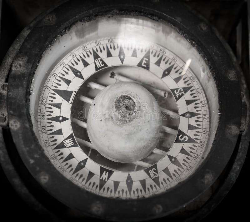 Old Nautical Compass stock image. Image of rusty, marine - 136917291